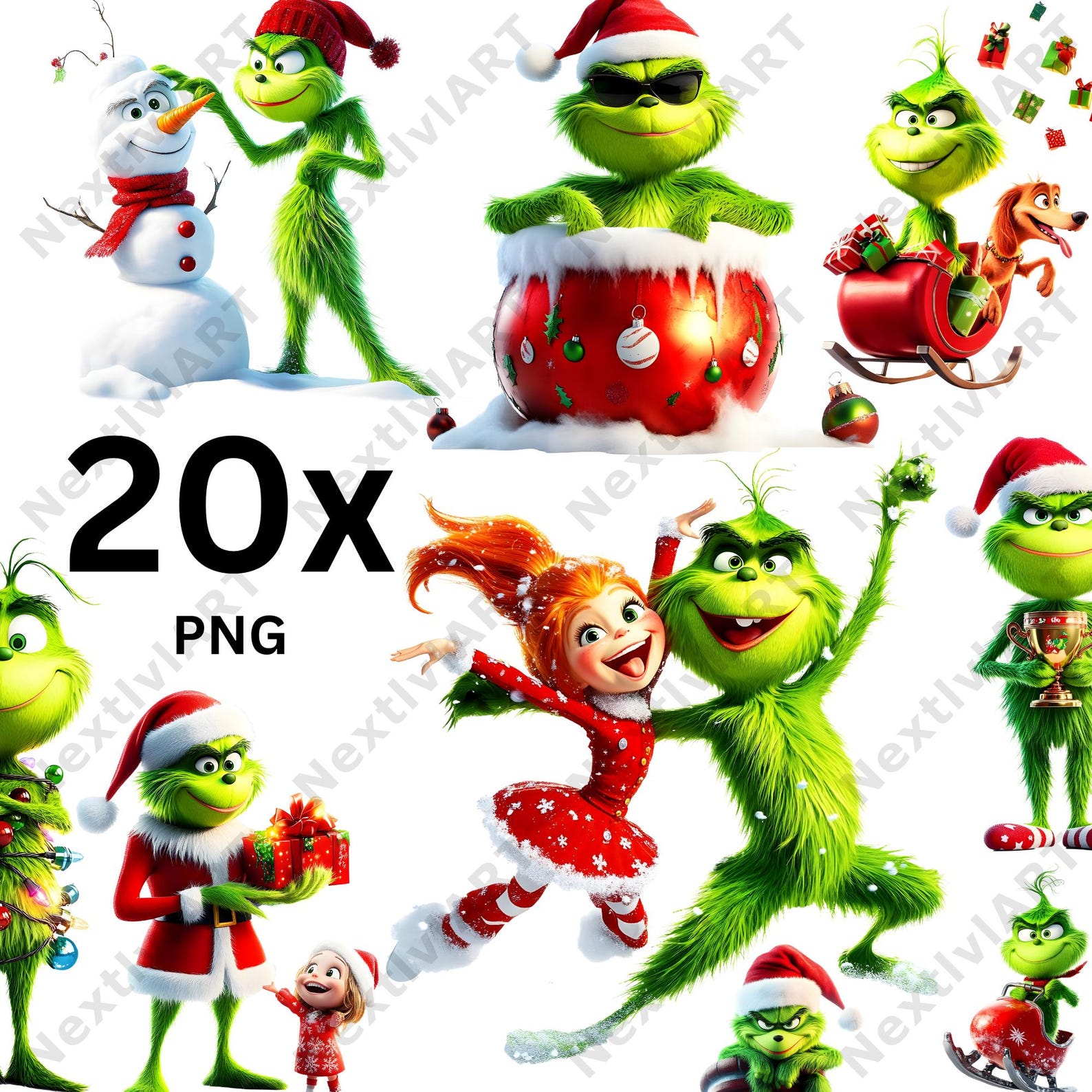 Christmas Grinch Clipart, Winter Grinch PNG, Xmas Grinch Digital ...
