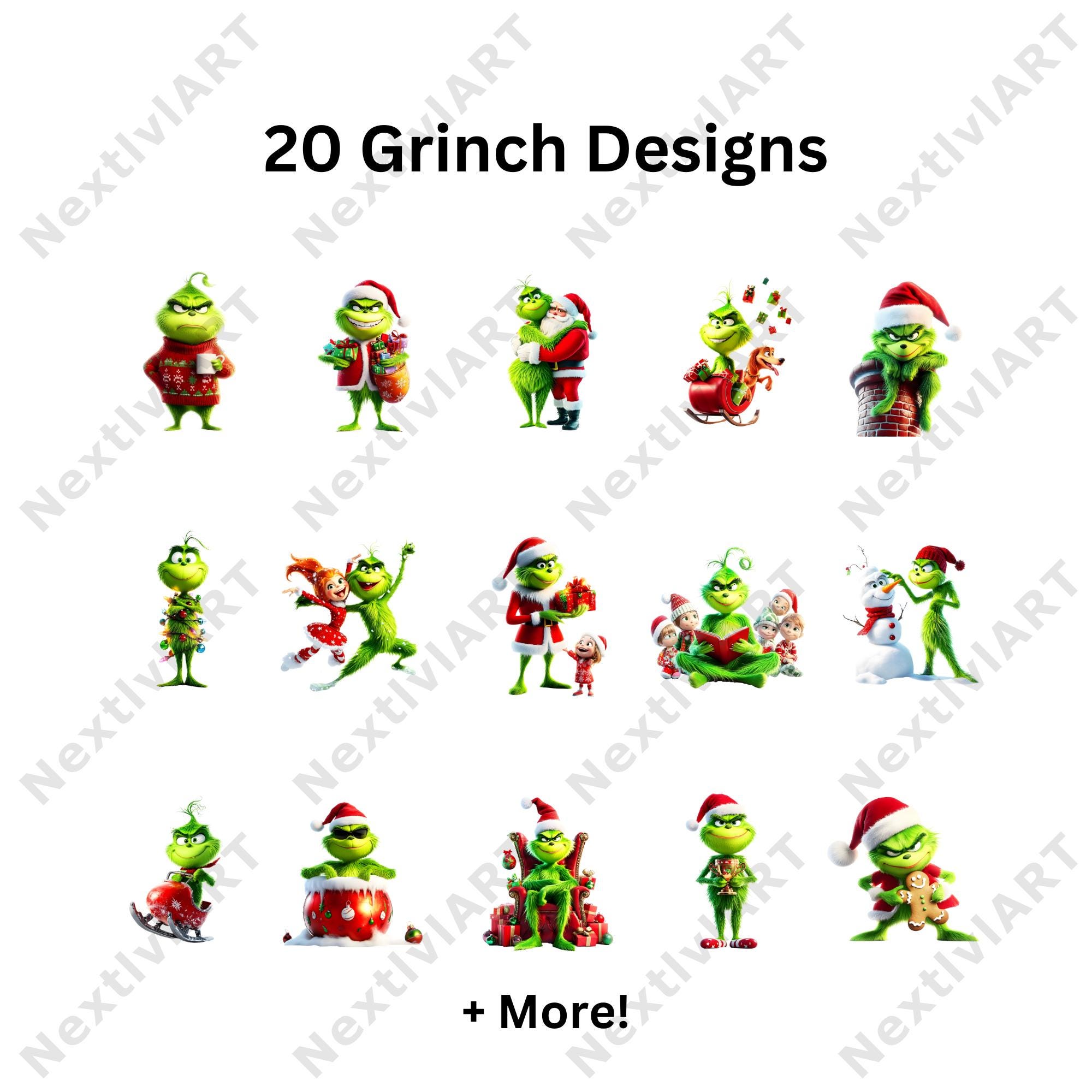 Christmas Grinch Clipart, Winter Grinch PNG, Xmas Grinch Digital ...