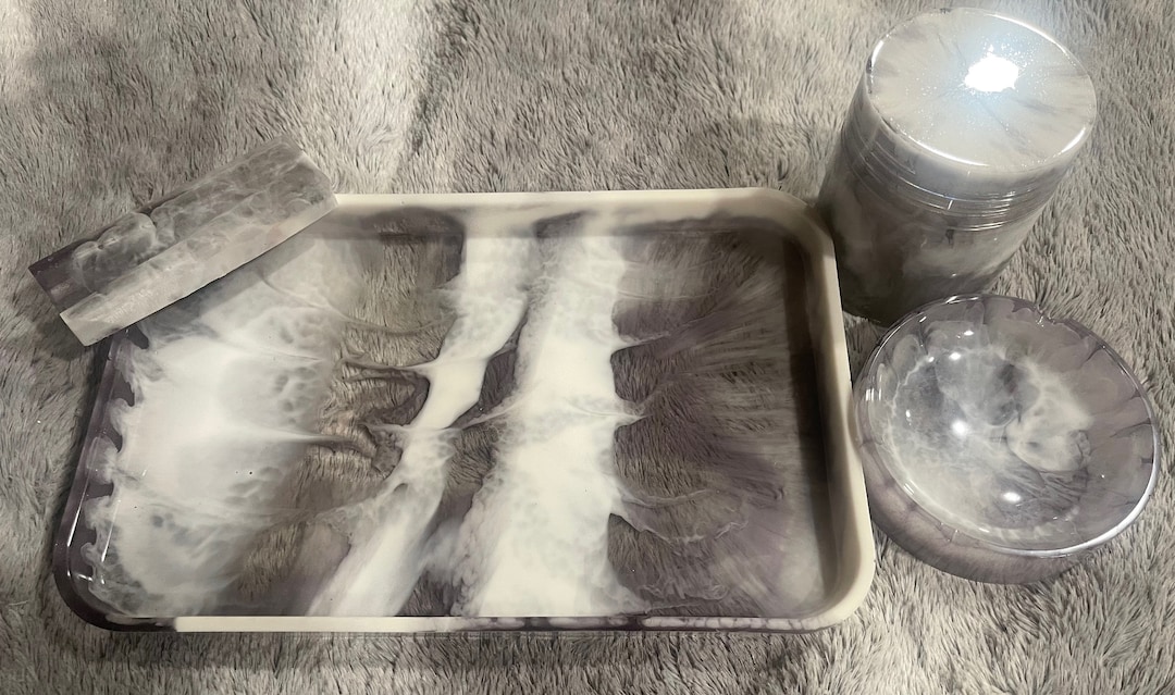 4 Piece Large Epoxy Resin Rolling Trays - Etsy