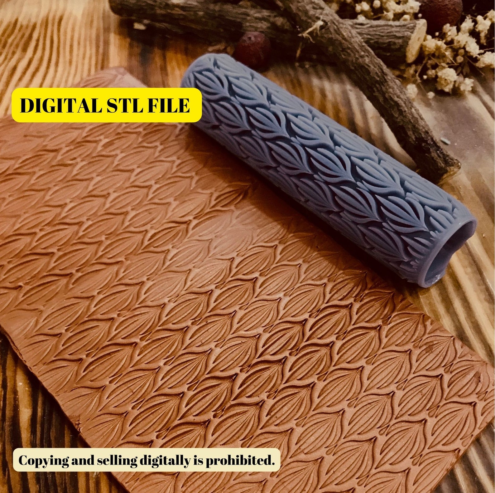 Art Deco Pattern Texture Roller, STL File for 3D Printing, Polymer Clay ...