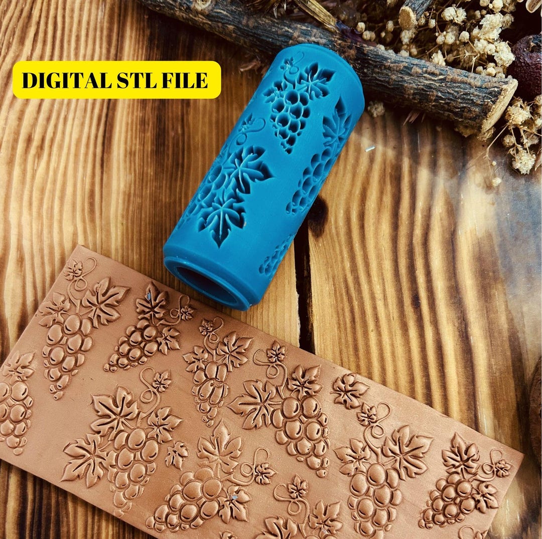 Digital Grape and Vine Leaf Pattern Texture Roller for Crafting and DIY ...