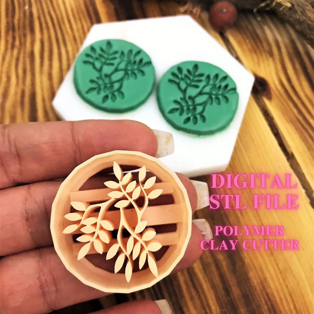 Cirle LEAVES Pattern STL File for 3D Printing, Polymer Clay Stamp Stl ...
