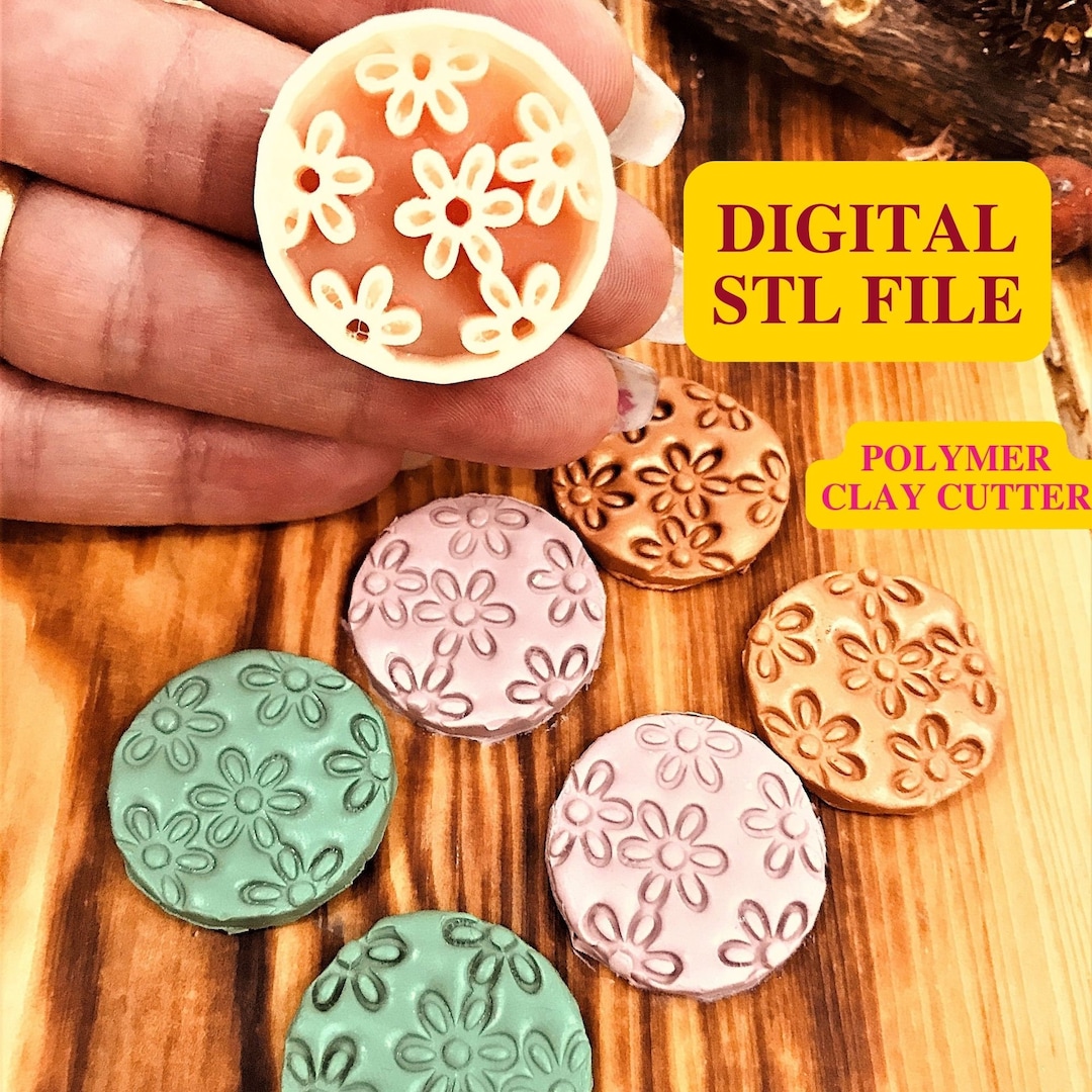 Daisy Pattern STL File for 3D Printing, Polymer Clay Stamp Stl File ...