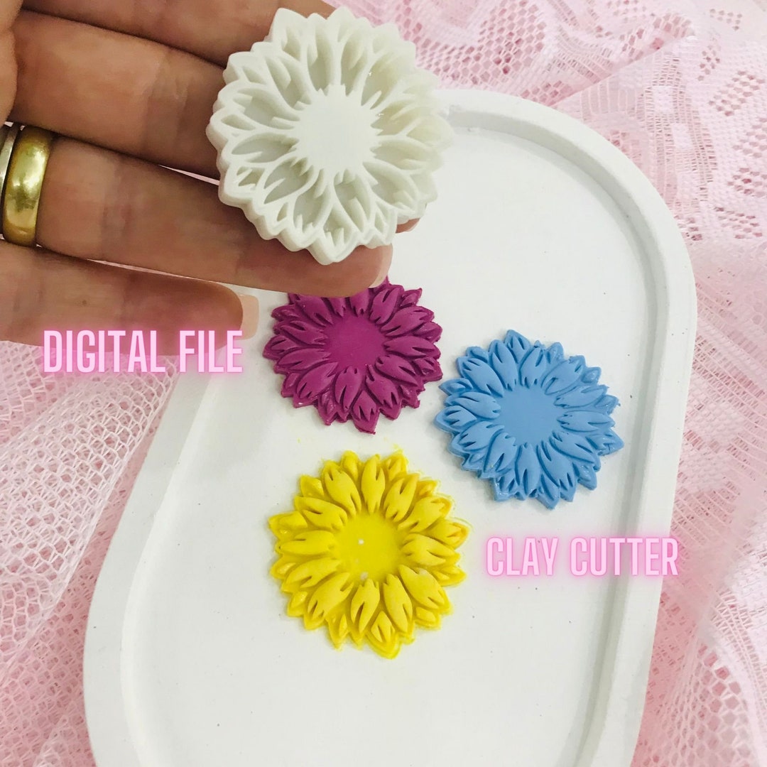 Sunflower Daisy STL File for 3D Printing, Polymer Clay Cutter Stl File ...