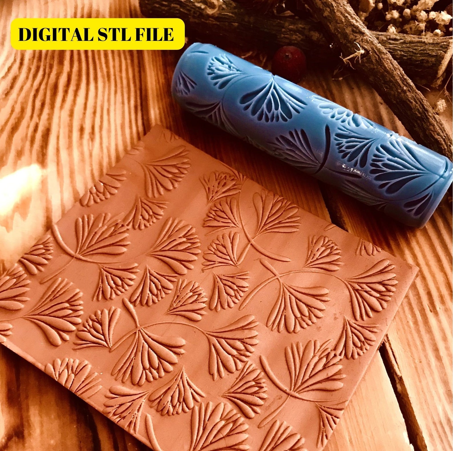 Chrysanthemums Pattern Texture Roller STL File for 3D Printing, Polymer ...