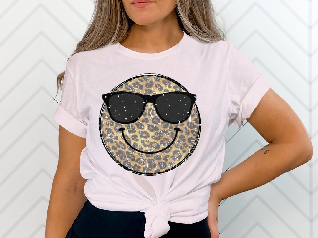 Distressed Smiley Beach Vibes PNG Summer Png Aviator Sunglasses Leopard ...