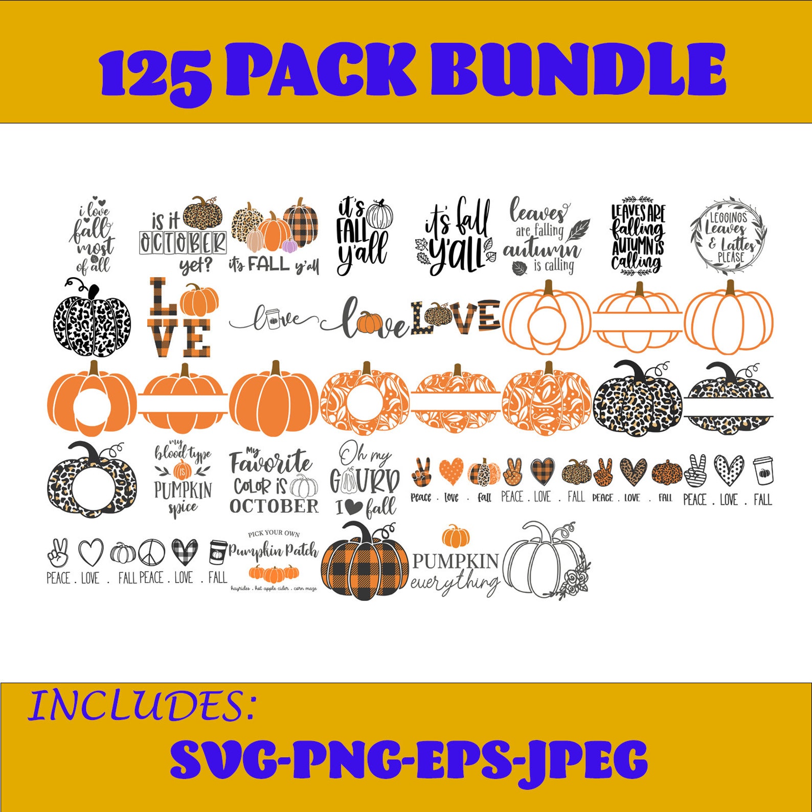 125 Fall Svg, Happy Fall Svg, Fall Svg Bundle, Autumn Svg Bundle, Svg ...