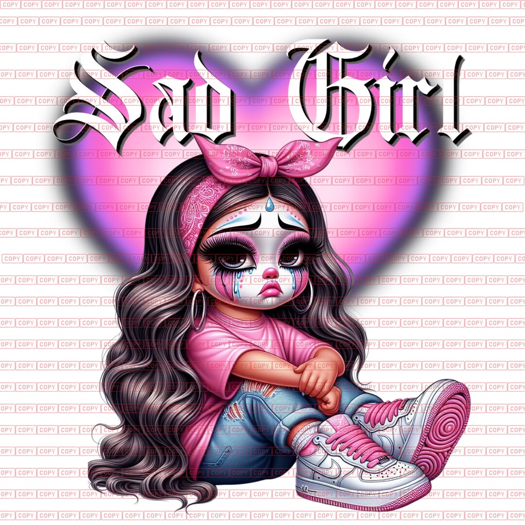 Sad Girl Chola Chicana Designs PNG Sublimation Mexican T-shirt Designs ...