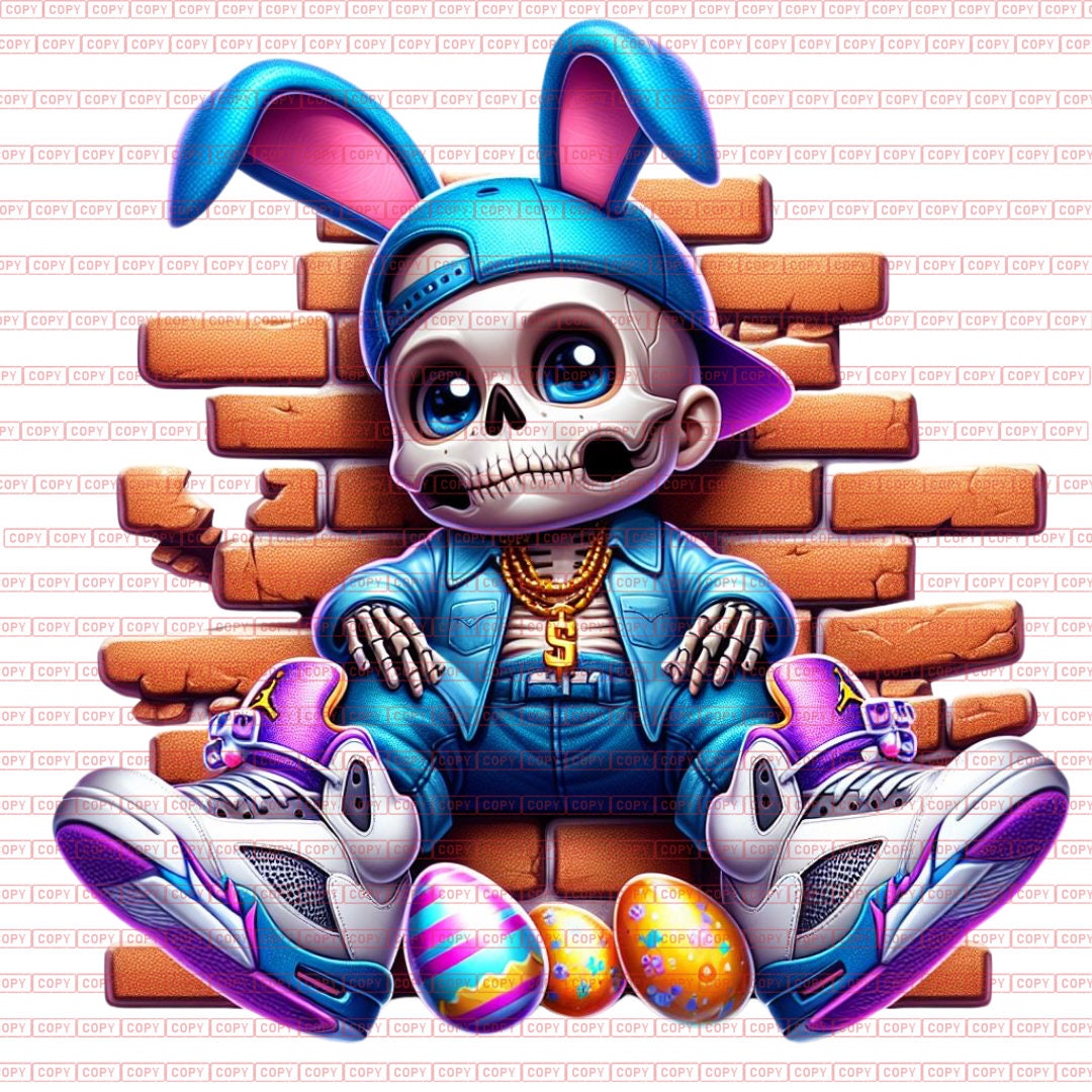 Gangster Easter Skeleton Bunny Urban Trap Designs Sublimation Instant ...