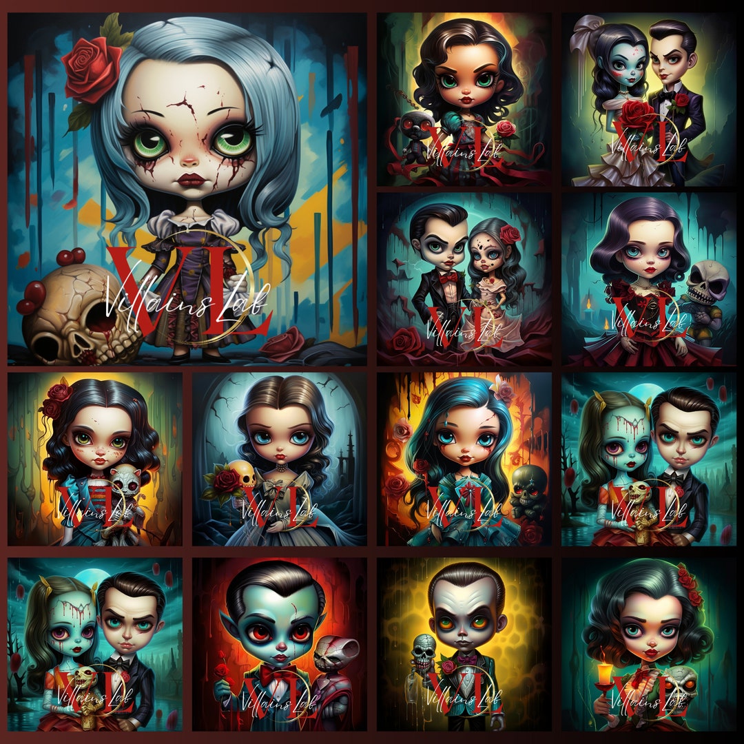 Buy 16 Horror Creepy Friends PNG Mega Bundle T-shirt Halloween Online ...