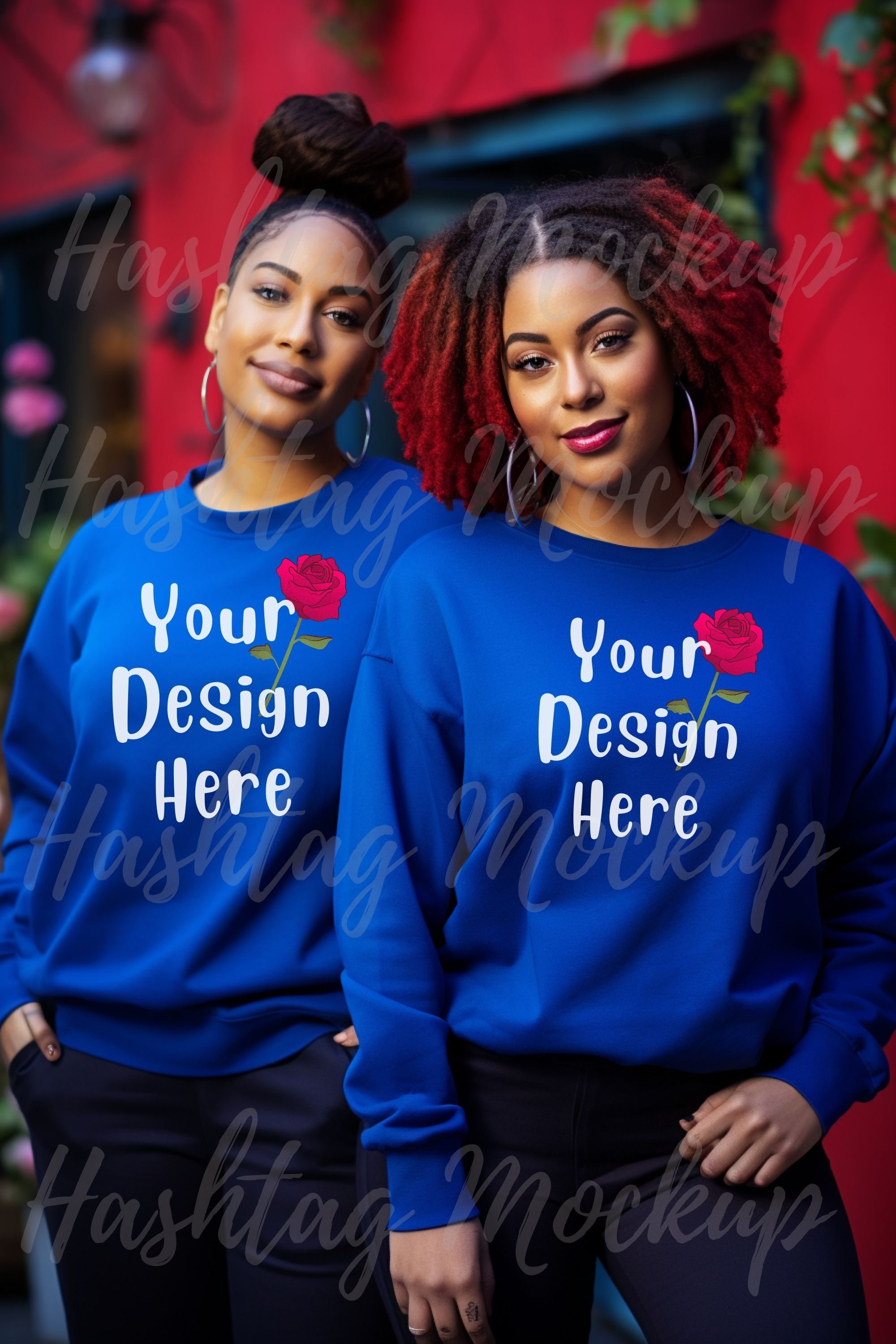 Royal Blue Gildan 18000 Mockup Royal Blue Gildan Couple Mockup ...