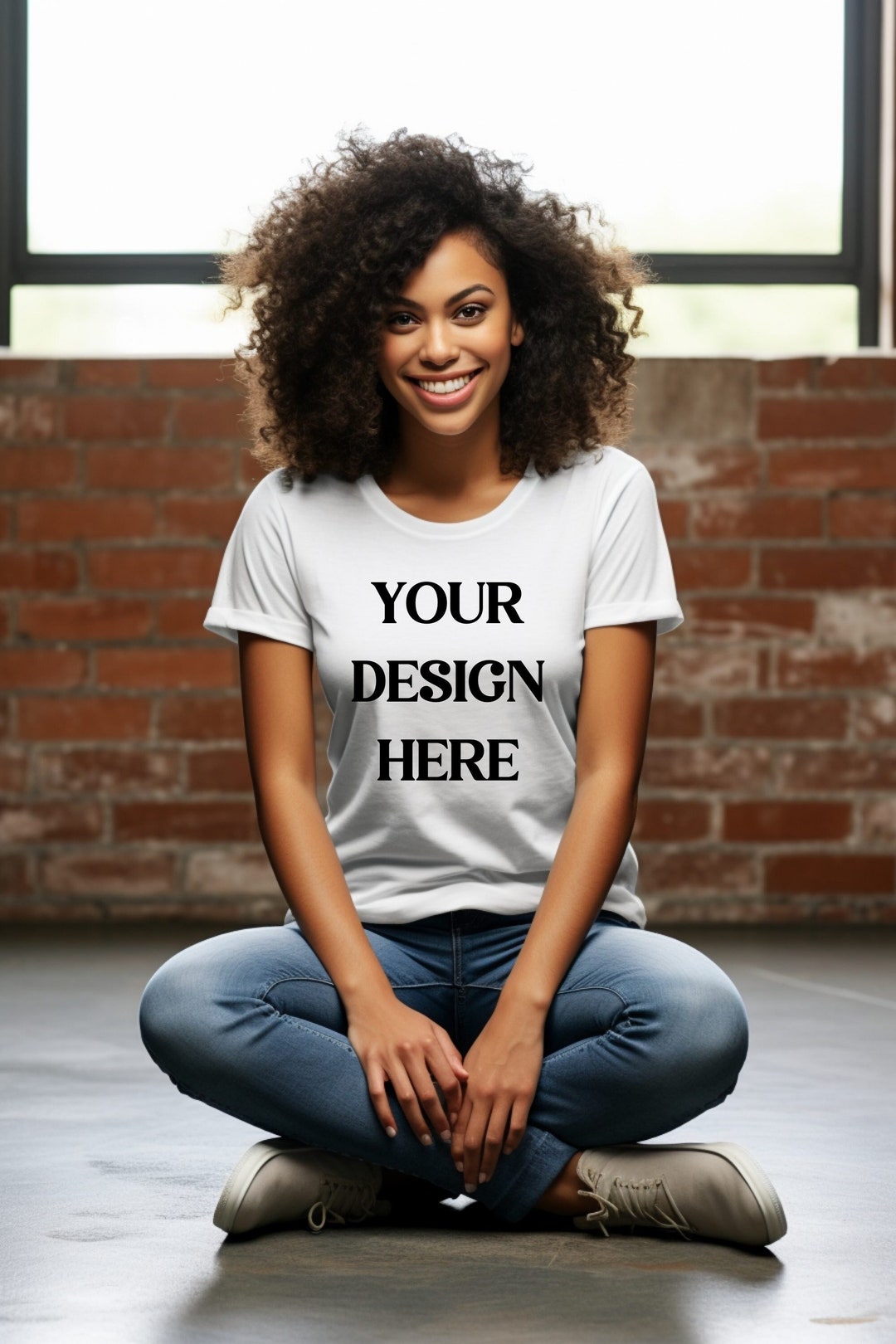White Bella Canvas 3001 T-shirt Mockup, Black Model (JPG File) - Etsy