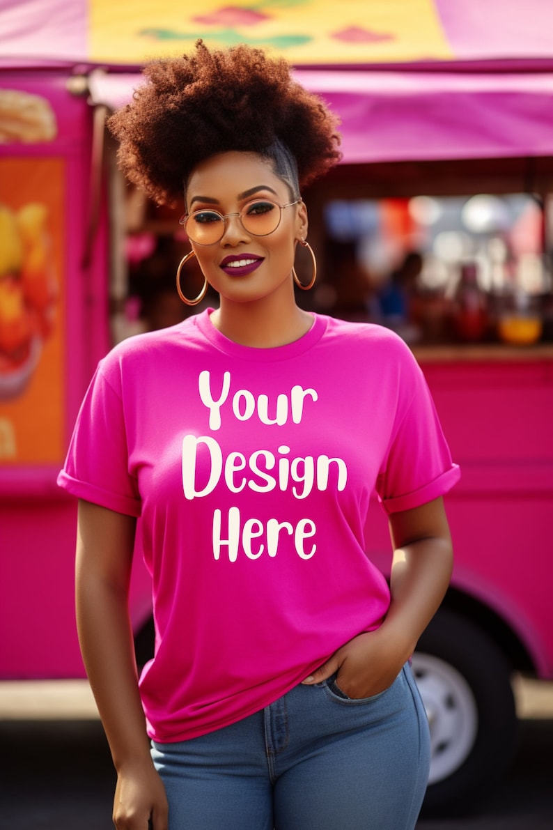 Gildan 5000 Heliconia Mockup, Pink T-shirt Mockup, Heliconia Gildan ...