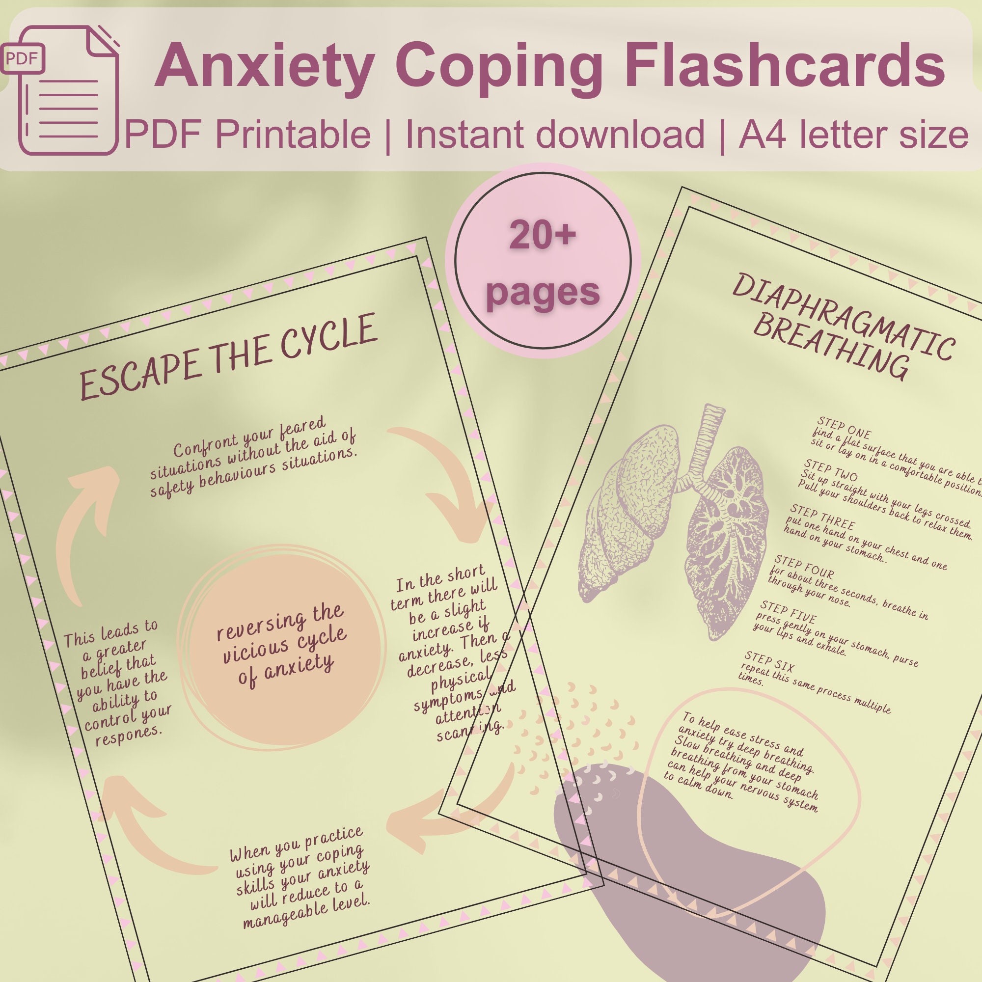 Anxiety Coping Skills Flashcards Printable, Breathing Techniques ...