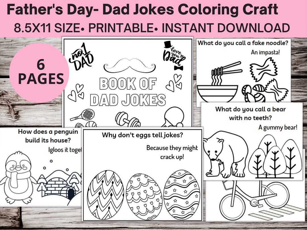 Father's Day Dad Jokes Printable Coloring Craft - Etsy