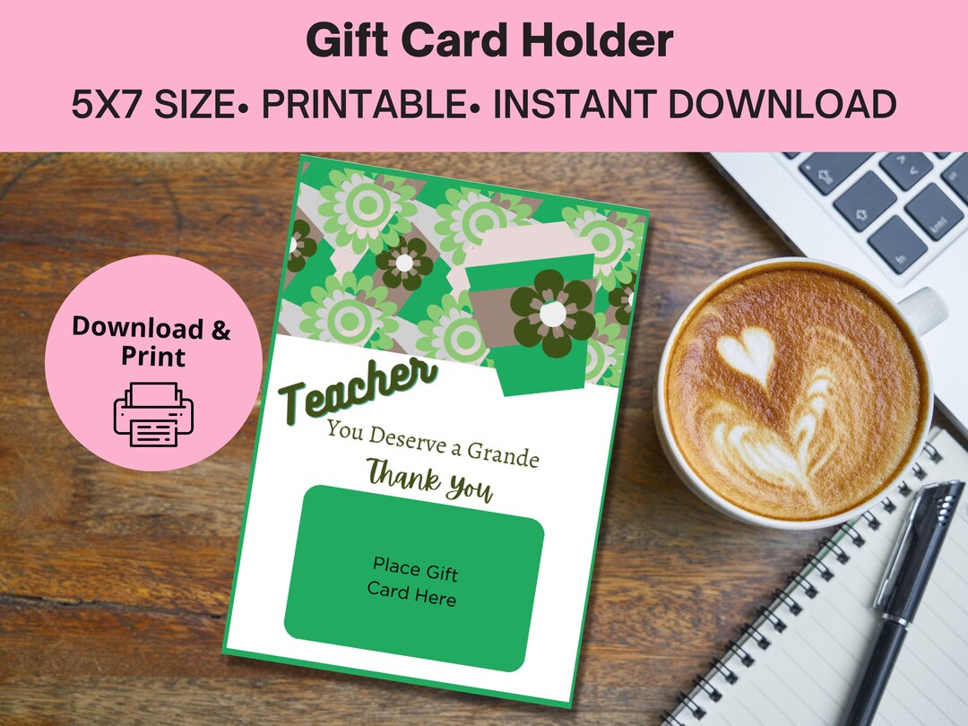 Teacher Appreciation Coffee Gift Card Holder Printable - Etsy