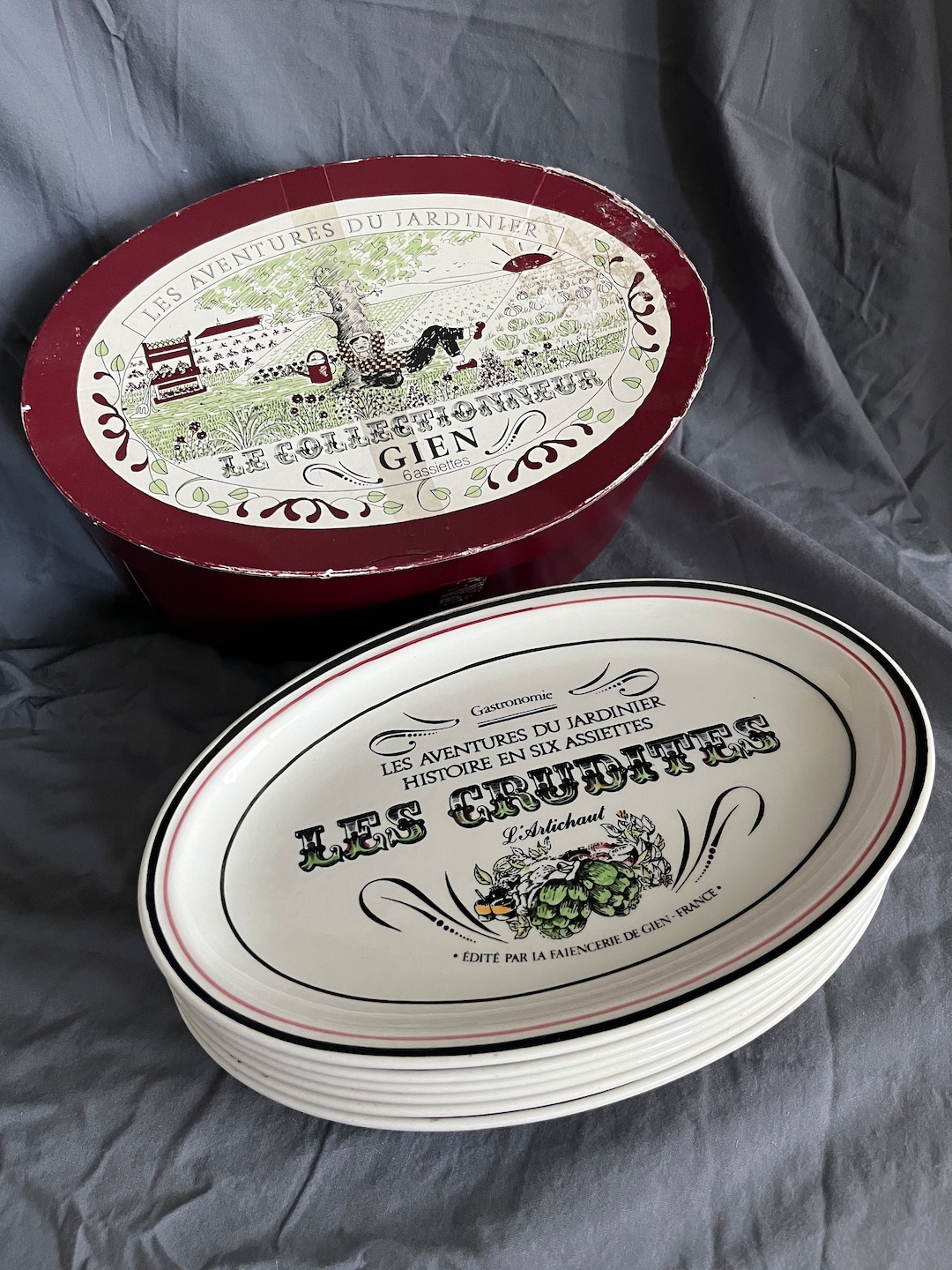 Vintage Gien 'les Crudités' Plates – Set of 6 in Original Box - Etsy