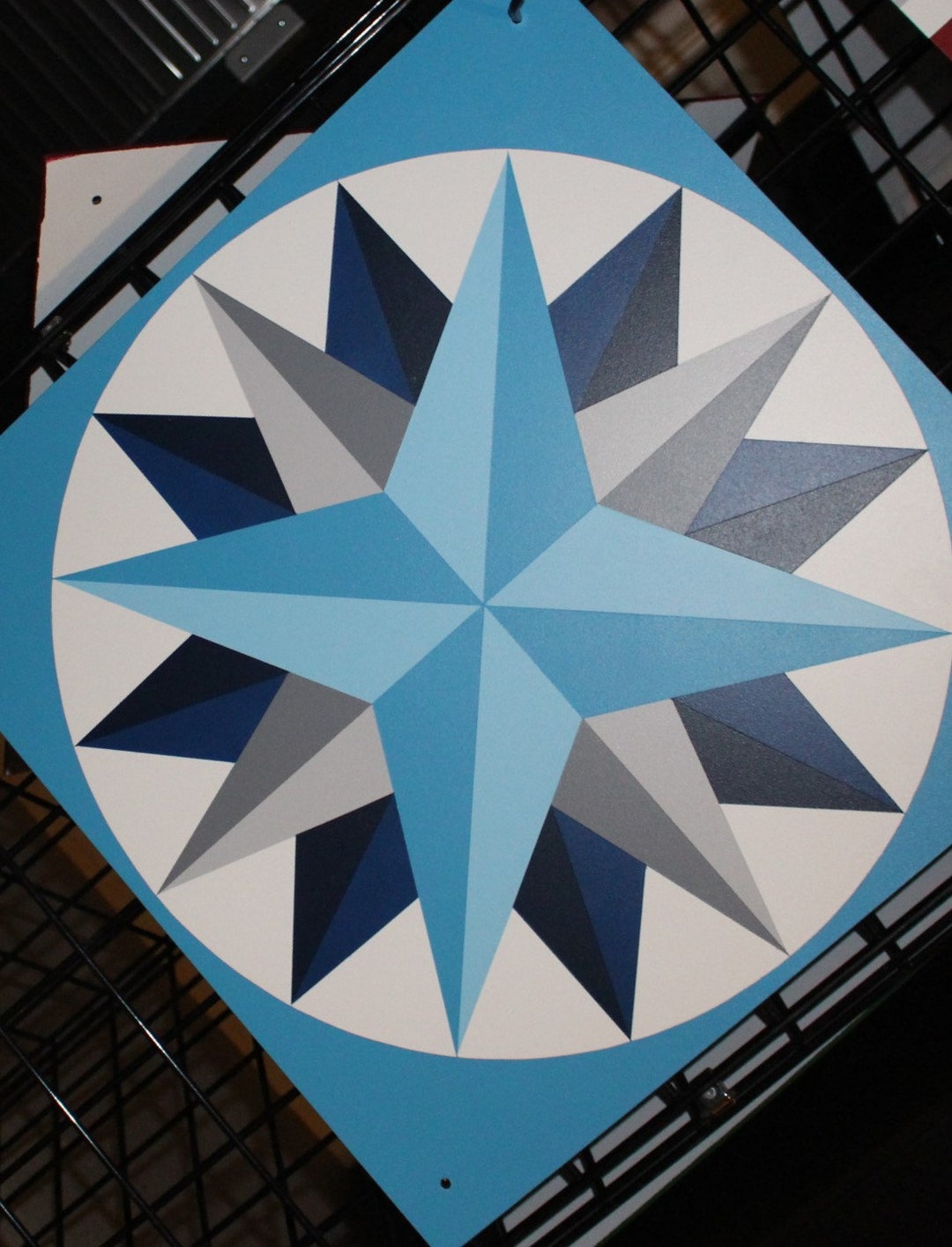 Mariner's Compass Hand Painted House-sized Barn Quilt 22 X 22 Ready to ...