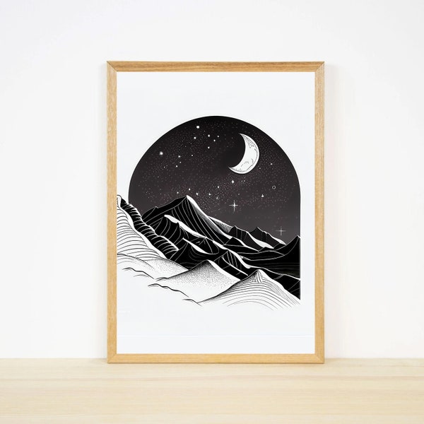 Boho Mountain Wall Art - Etsy