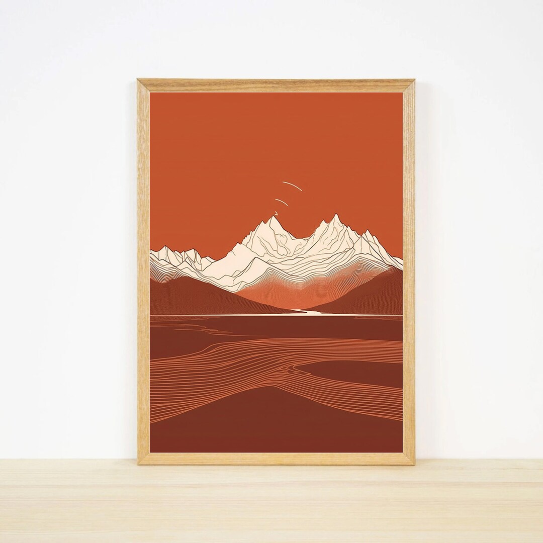 Retro Mountain Sunset Print: 70s Desert Landscape (digital Download) - Etsy