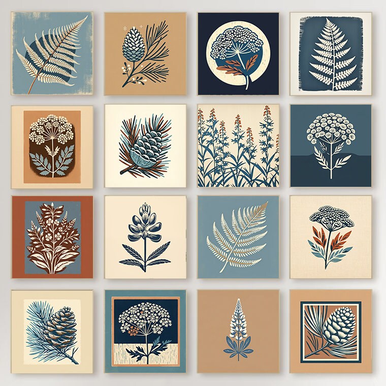Square Nature Prints | 100+ Vintage Scandinavian Woodblock Prints ...
