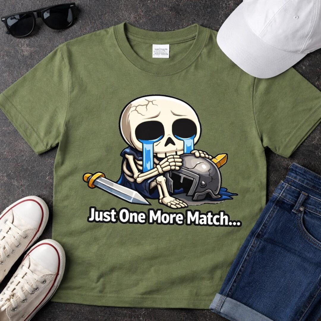 Strategy Game Parody Shirt - Just One More Match | Funny Gamer Skeleton ...