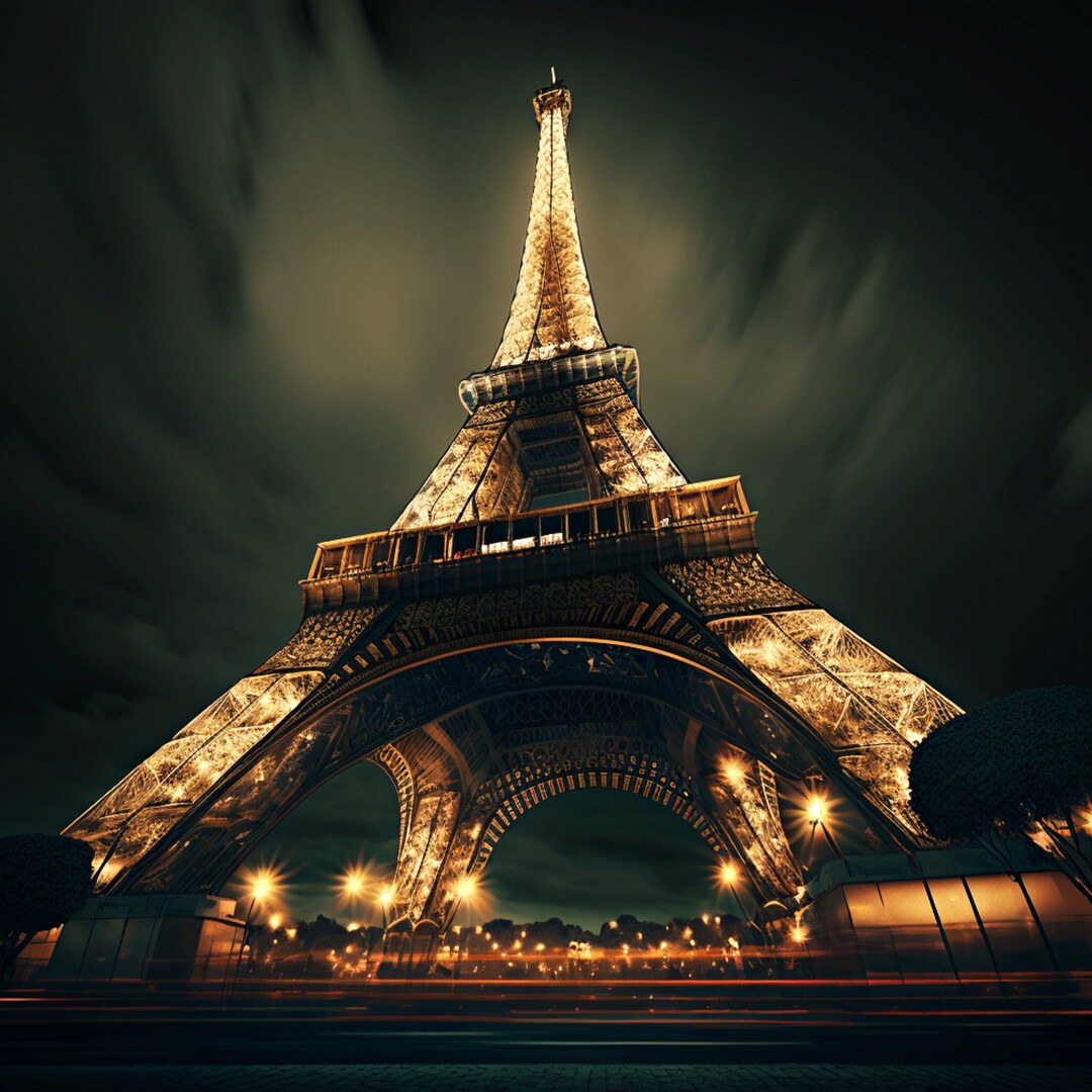 Eiffel Tower Nightscape Print: Paris Landmark, Romantic Decor (digital ...