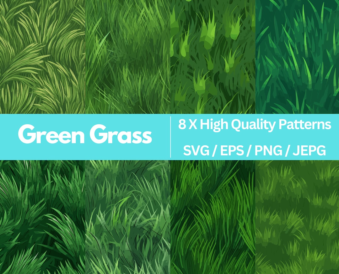 Green Grass Pattern, Grass Seamless Pattern, Ditsy Flowers Digital ...