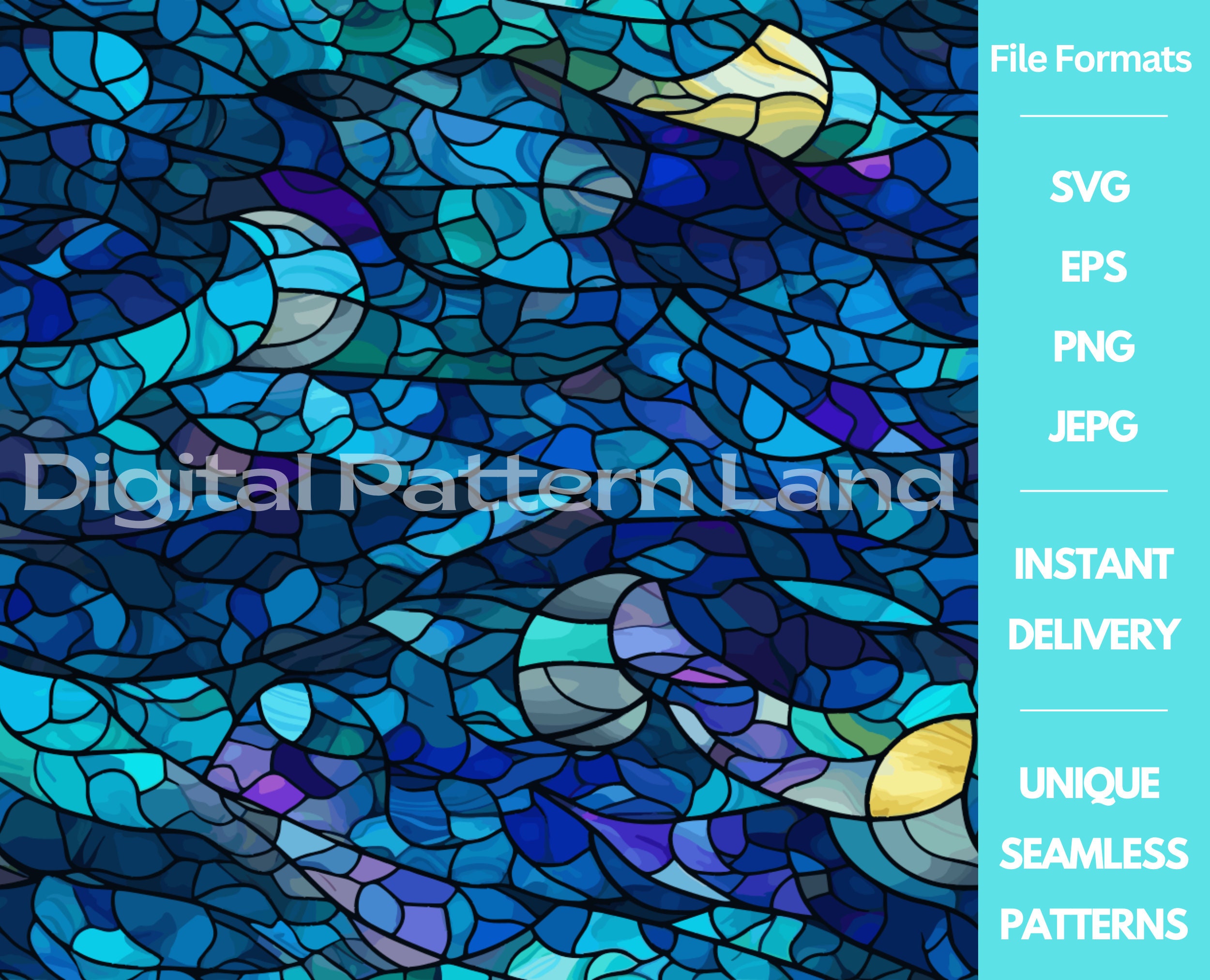 Colourful Stained Glass Night Sky, Stained Glass Sky Seamless Pattern ...
