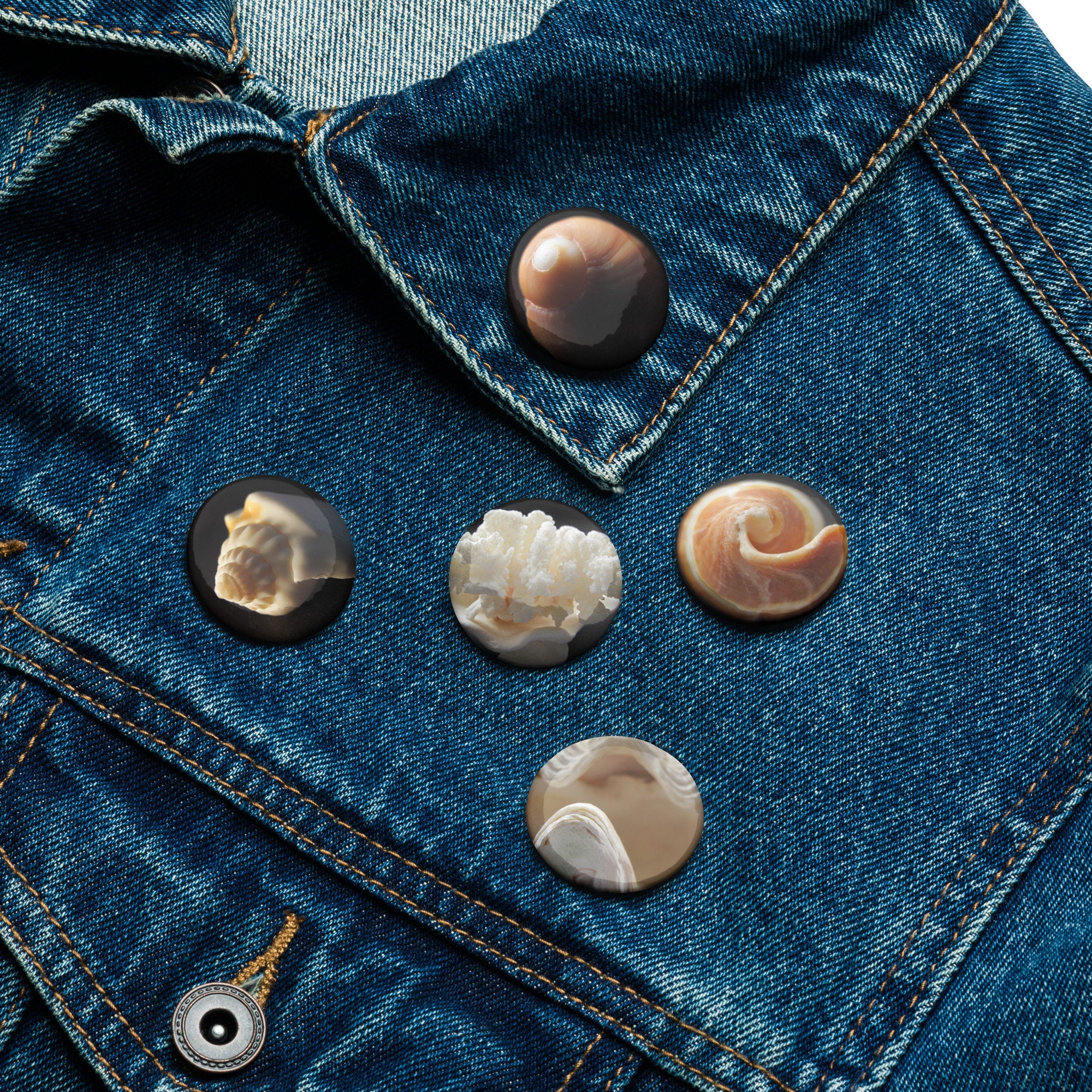 Set of 5 Custom Sea Shell Pin Buttons - Etsy