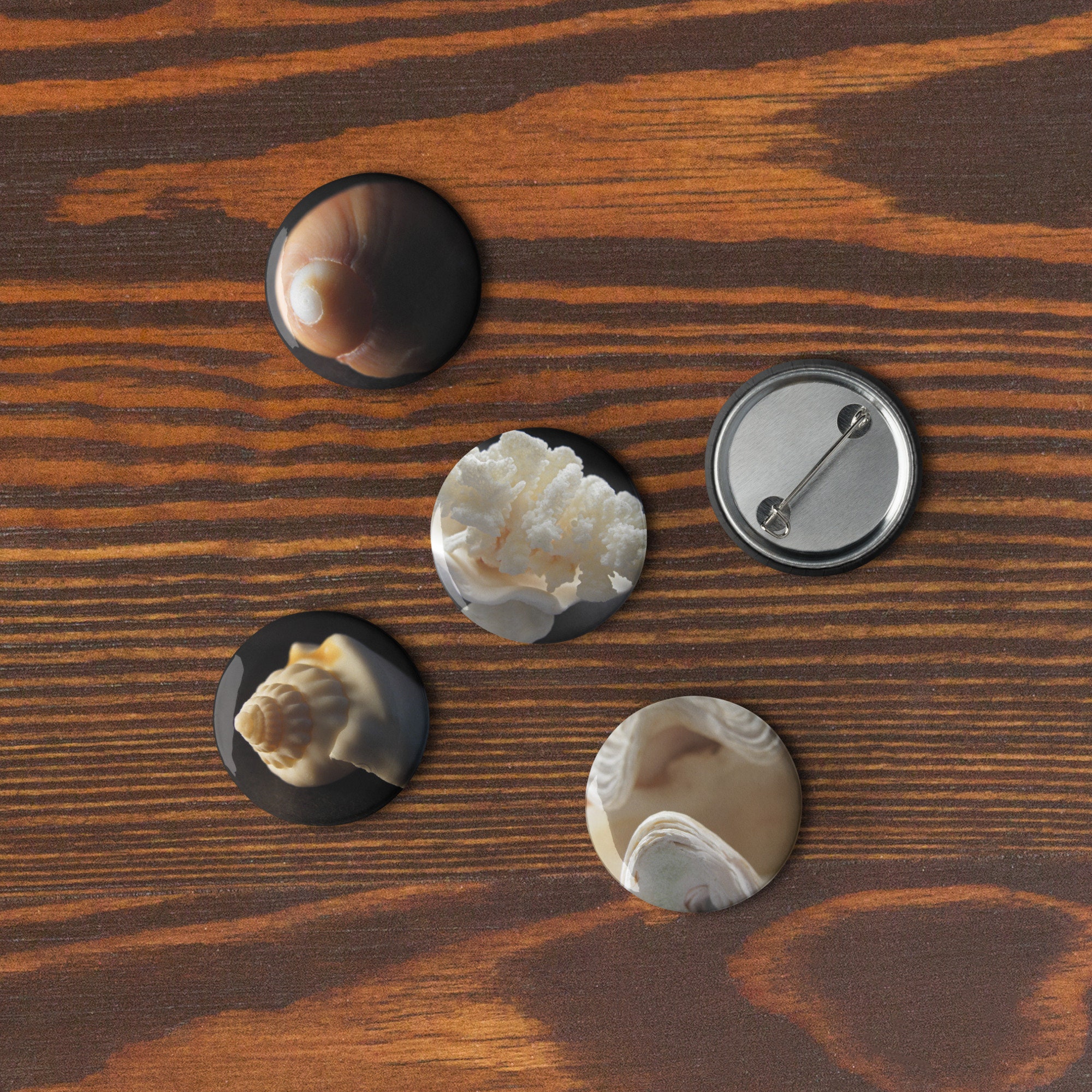 Set of 5 Custom Sea Shell Pin Buttons - Etsy