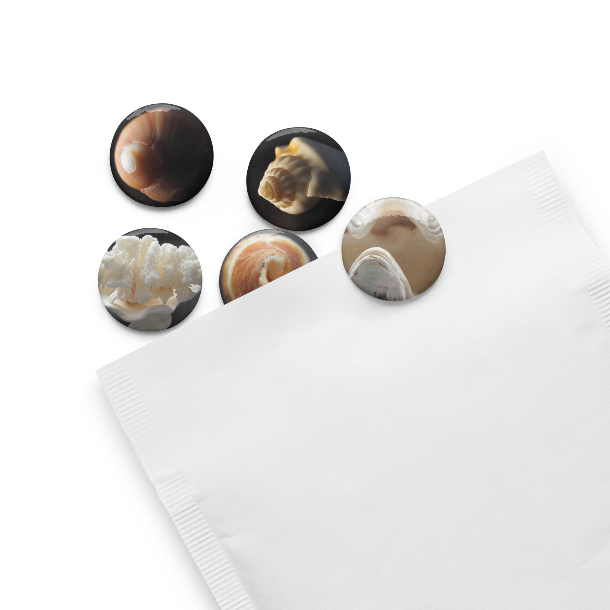 Set of 5 Custom Sea Shell Pin Buttons - Etsy