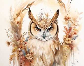 Watercolor Owl Clipart Jpegs, Owl Watercolor, Owl Clipart, Printable ...