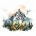 Watercolor Mountain Forest Clipart, Mountain Landscape, Wilderness ...