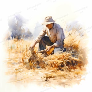 Countryside Man Clipart, Watercolor Painting, Countryside Landscape ...