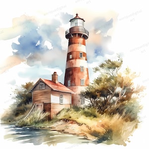 Watercolor Lighthouse Clipart, Watercolor Painting, Lighthouse PNG ...