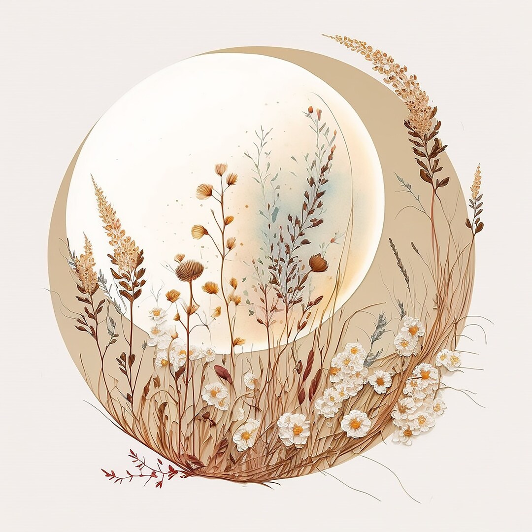 Watercolor Boho Moons Clipart, Print Download Moon, Digital Prints Boho ...