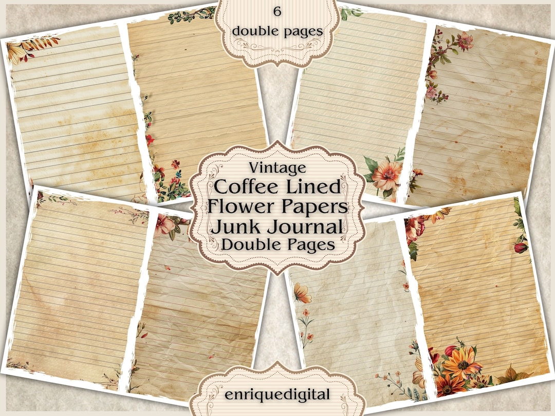 Lined Vintage Digital Papers, Paper Crafting, Digital Download, Junk ...