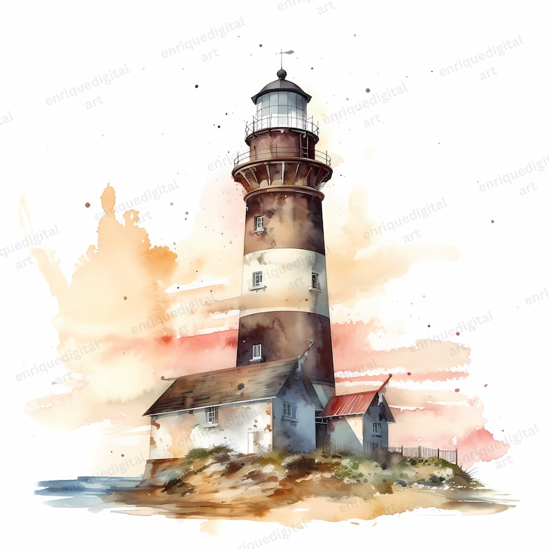 Watercolor Lighthouse Clipart, Watercolor Painting, Lighthouse PNG ...
