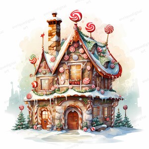 Winter Christmas Gingerbread House Clipart, Digital Download ...