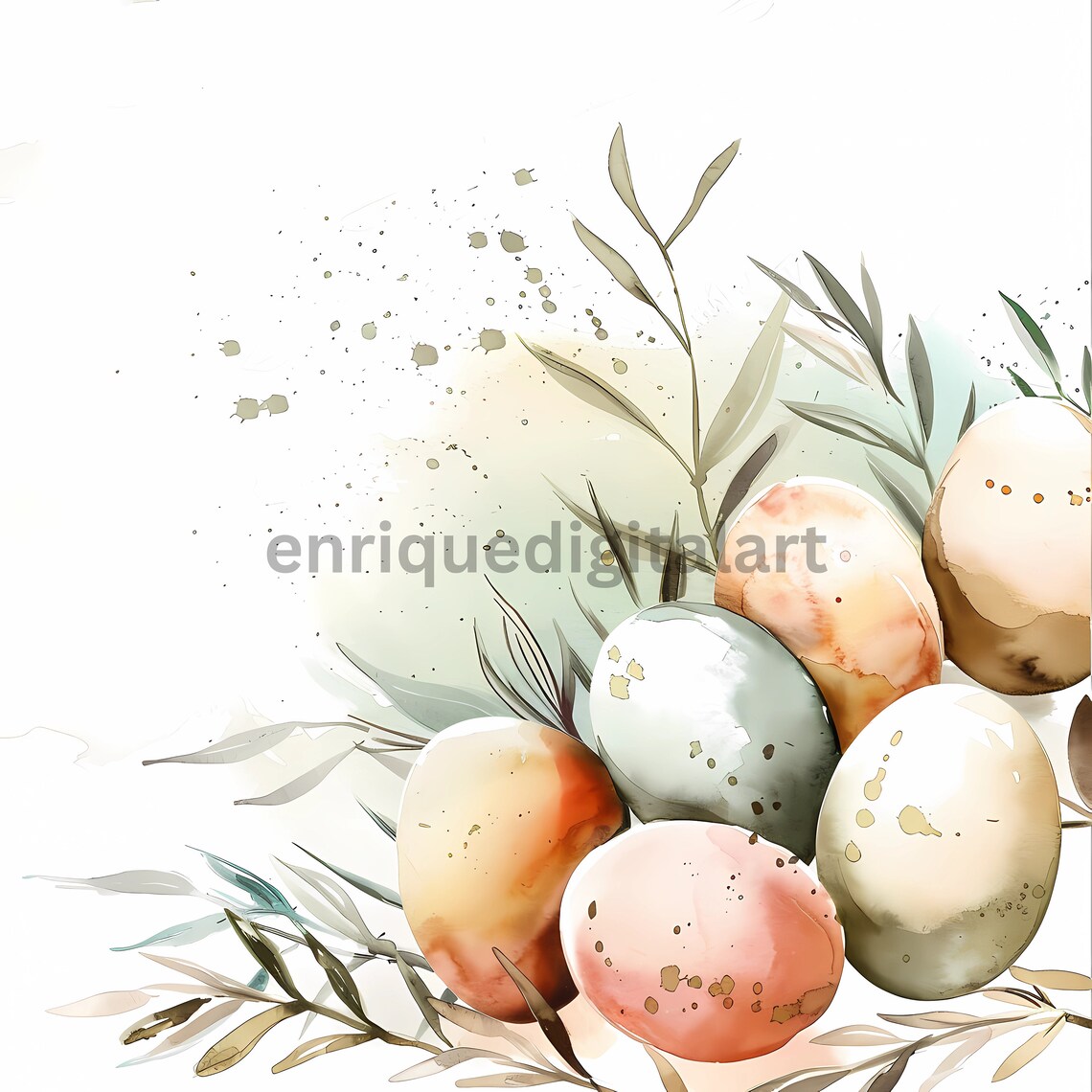 Watercolor Easter Eggs Clipart, Card Making, Clipart Bundle, Digital ...