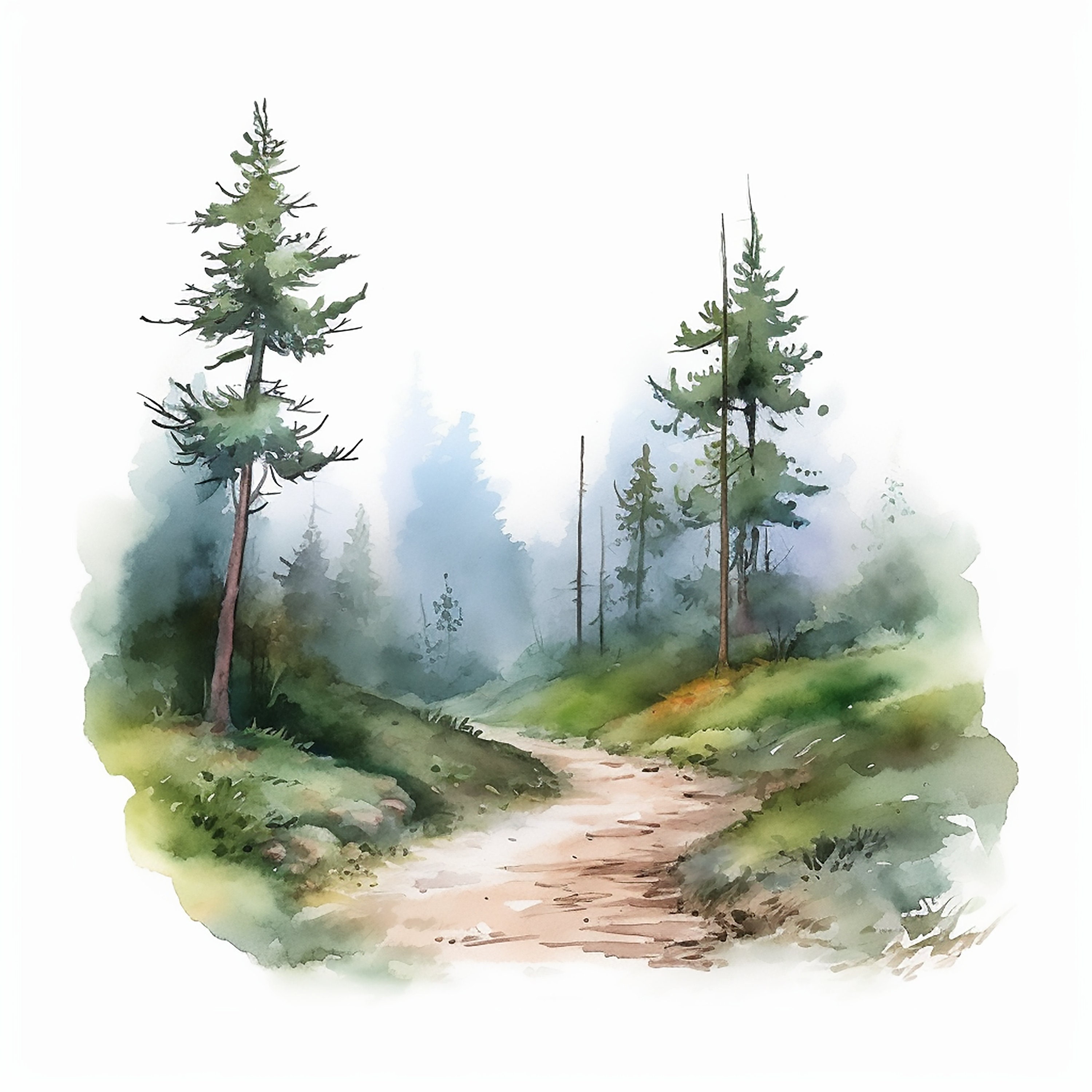 Watercolour Forest Path Clipart Bundle Landscape Clipart - Etsy Australia