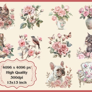 Pink Roses Clipart Bundle, Watercolor Images, High Quality Pngs ...