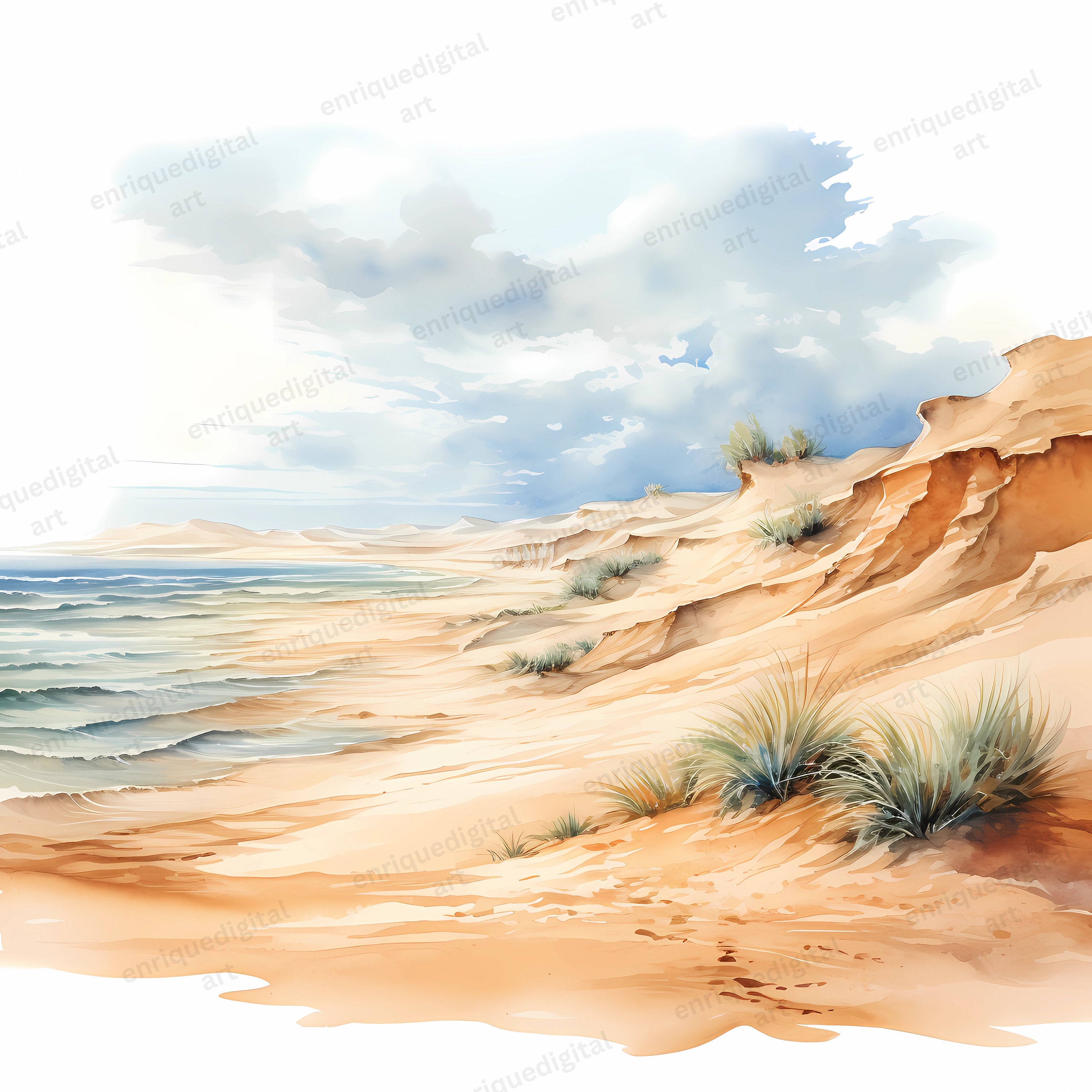 Watercolor Beach Clipart Set Seascape Clipart Ocean Scenery - Etsy