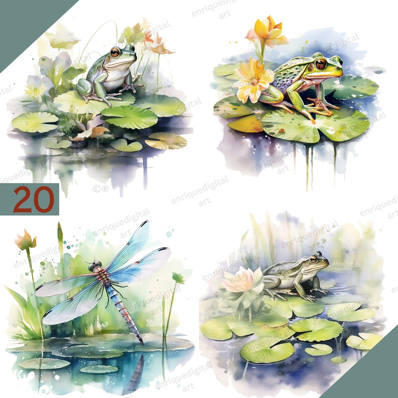 Watercolor Pond Clipart Nature Landscape Scenes PNG Format - Etsy