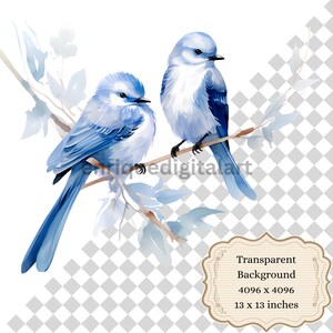 Watercolor Blue Birds Clipart, Card Making, Clipart Bundle, Digital ...