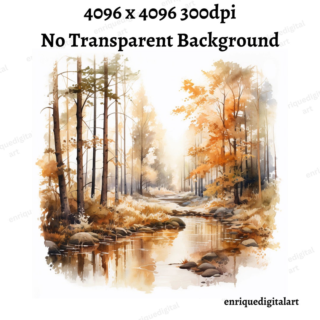Watercolor Forest Clipart, Forest Landscape, Forest Illustations ...