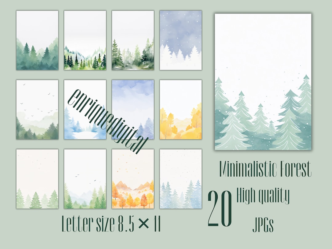 Watercolor Forest Clipart, Watercolor Junk Journal Pages, Forest ...