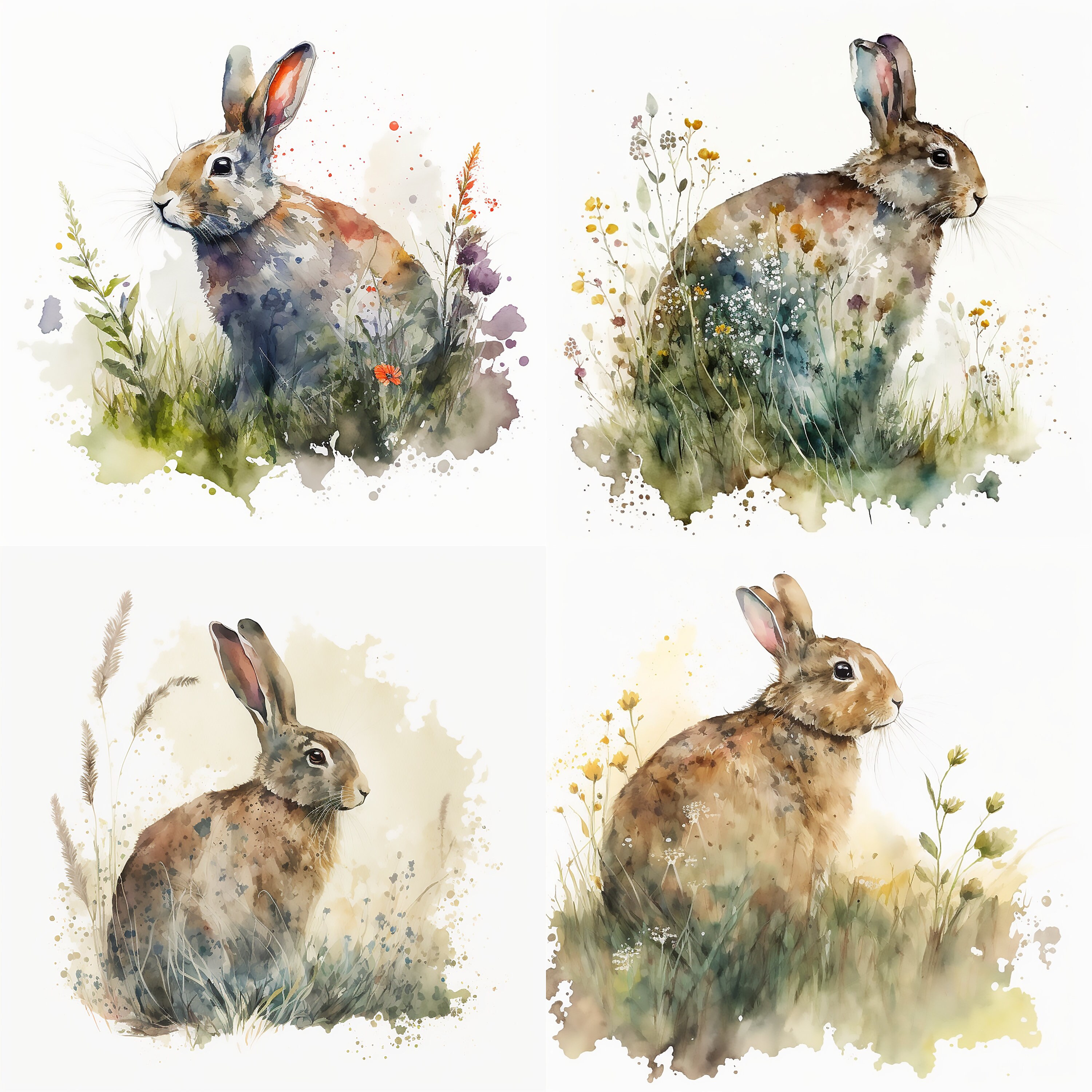 Watercolor Bunny Clipart Clipart Bundle Digital Download - Etsy