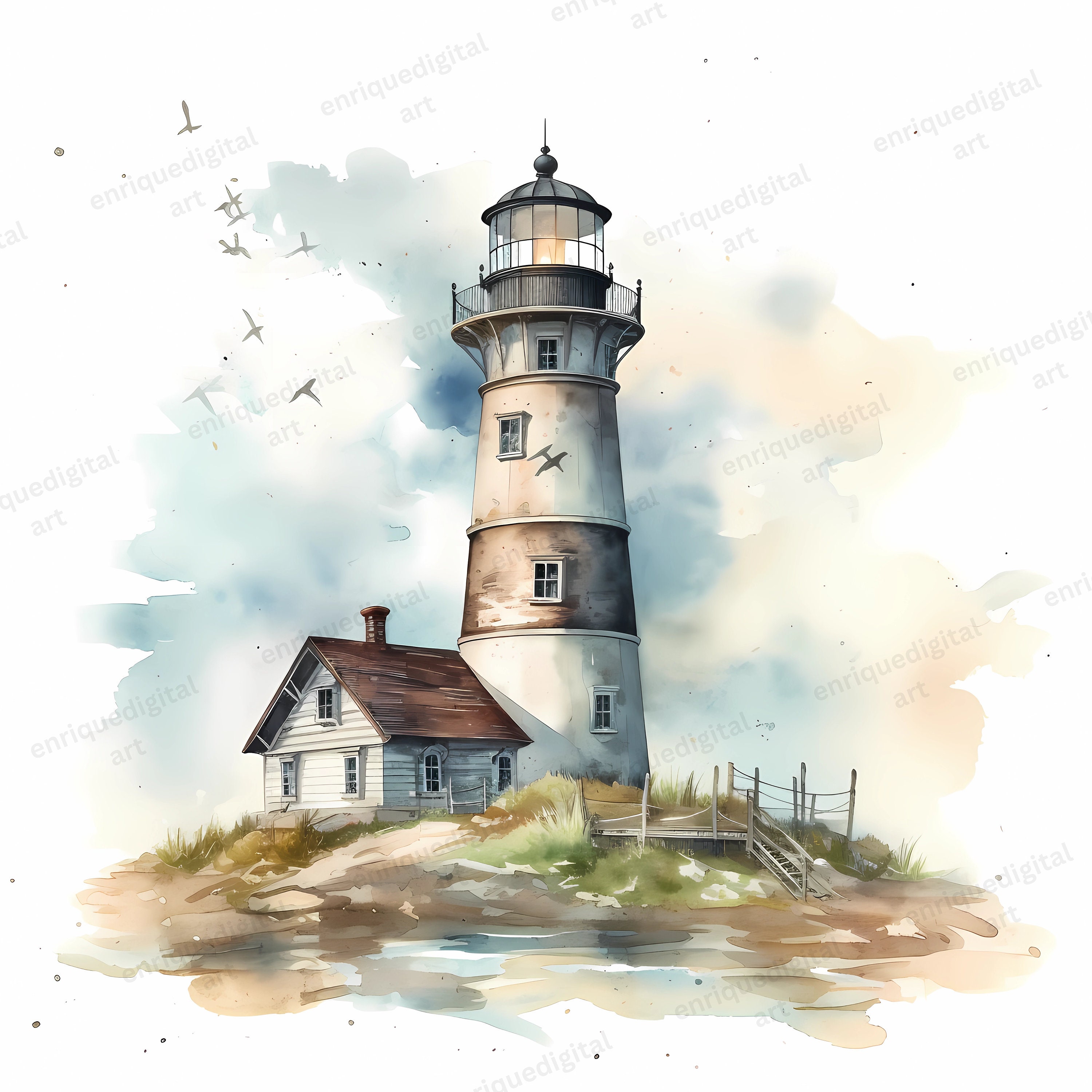 Watercolor Lighthouse Clipart, Watercolor Painting, Lighthouse PNG ...